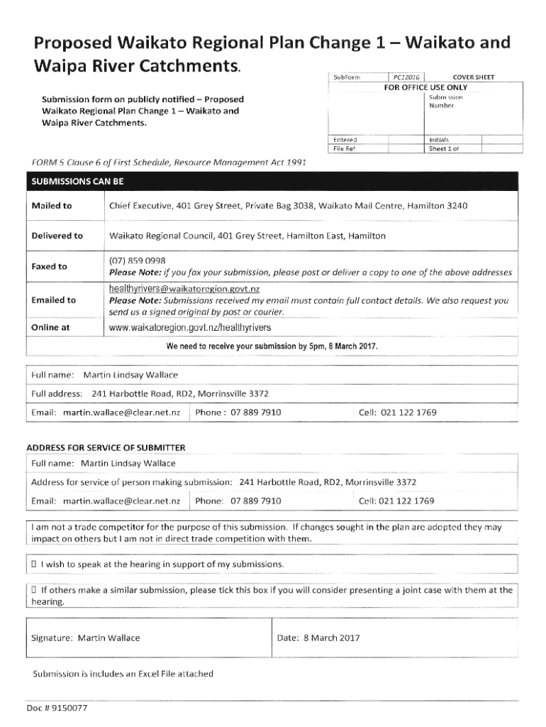 Fillable Online Submission-to-Proposed-Plan-Change-1-Martin-Lindsay- ... Fax Email Print - pdfFiller