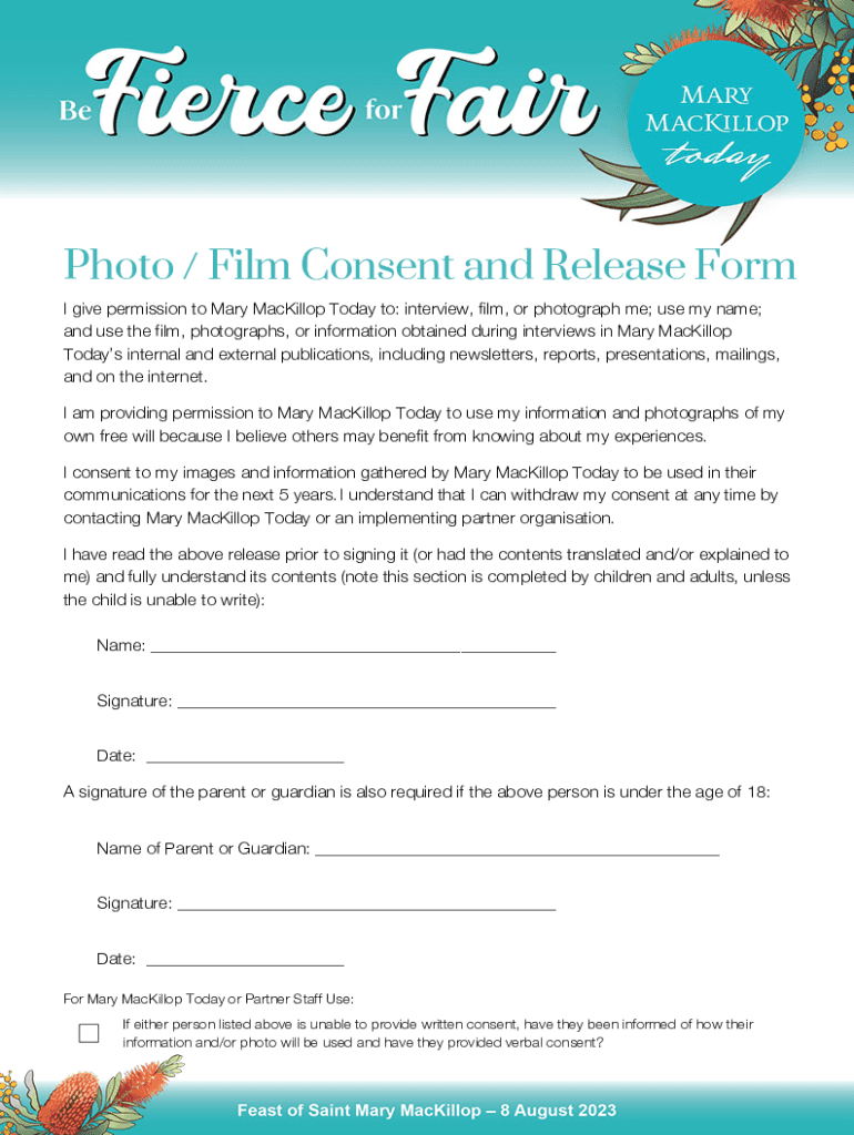 Fillable Online Photo / Interview Consent and Release Form Fax Email ...