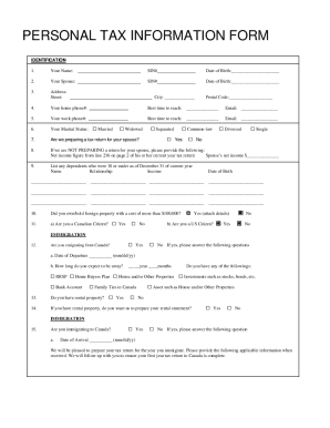 Fillable Online Personal Tax Information Form - BRM Professional ...