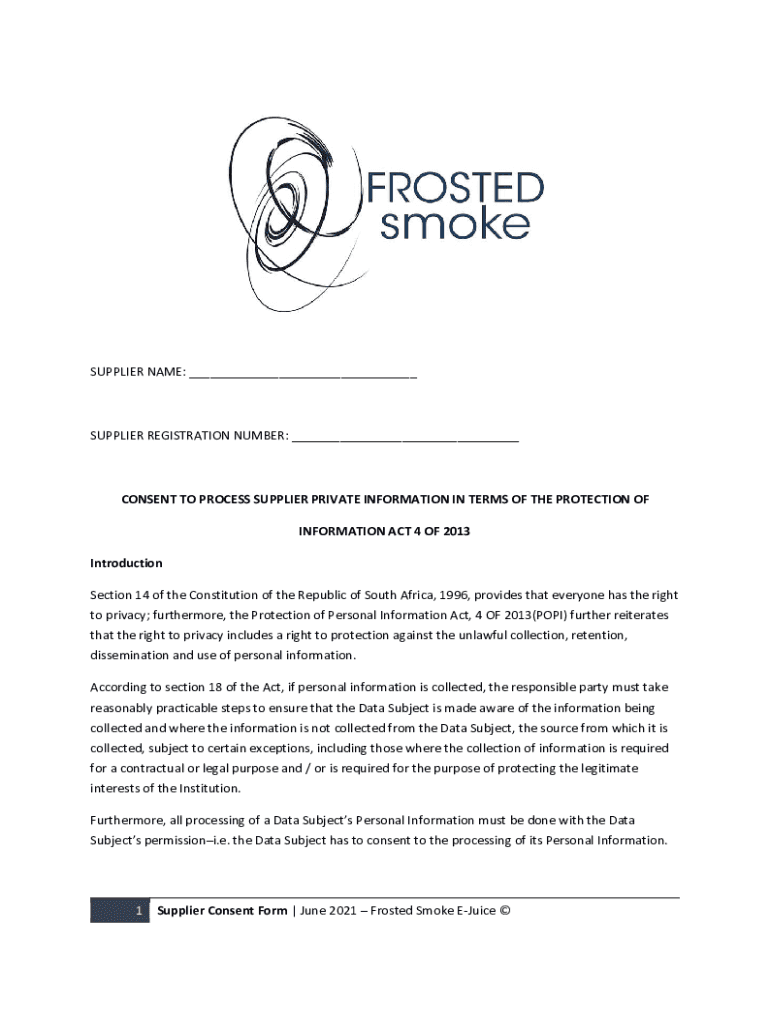 Fillable Online FS-Supplier-Consent-Form Fax Email Print - pdfFiller