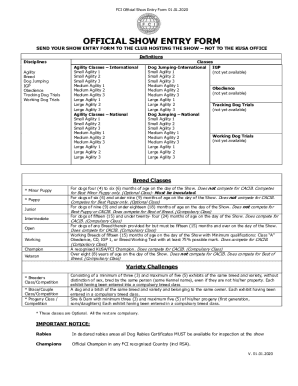 Fillable Online Show Entry Form revision 01 - KUSA Fax Email Print ...