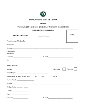 Preenchível Disponível Ficha de candidatura - FCT/UNL Fax Email Imprimir - pdfFiller