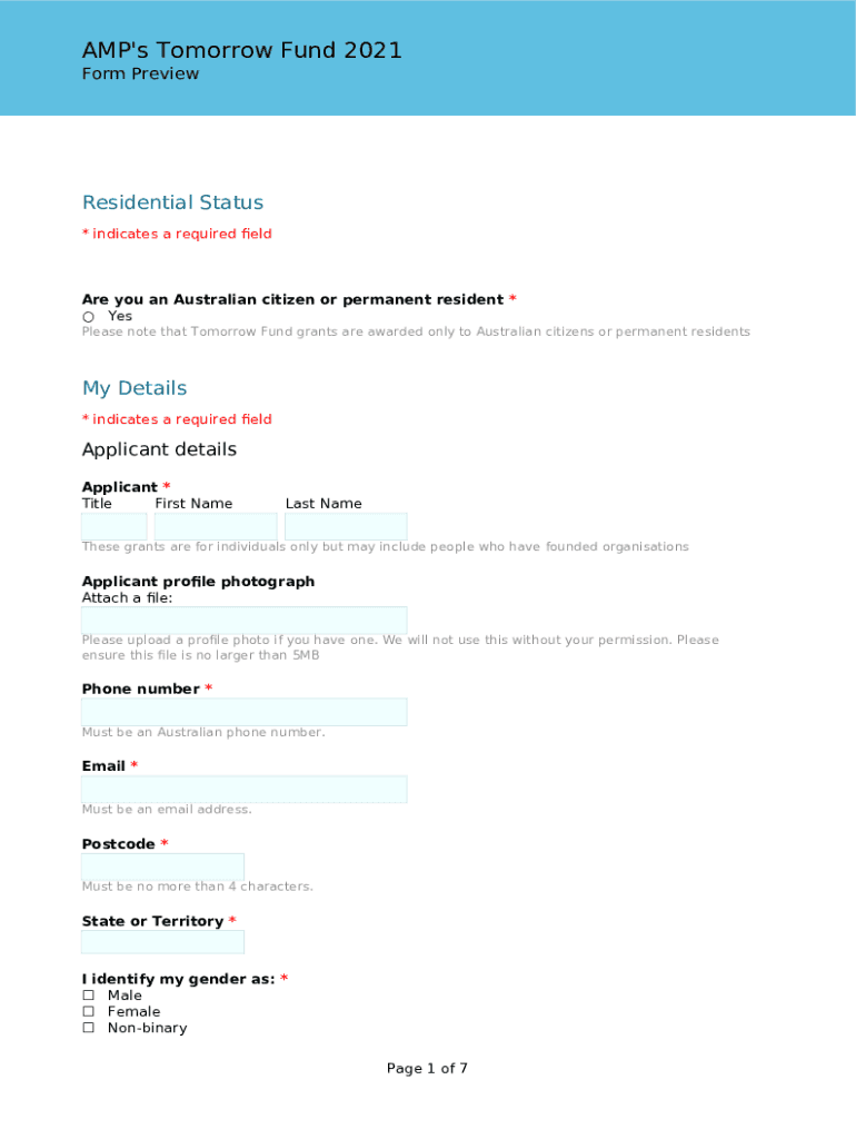 Fillable Online $1 million in Tomorrow Fund grants for amazing ...