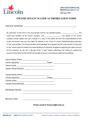 Fillable Online OWNER-TENANT WATER AUTHORIZATION FORM Fax Email Print ...
