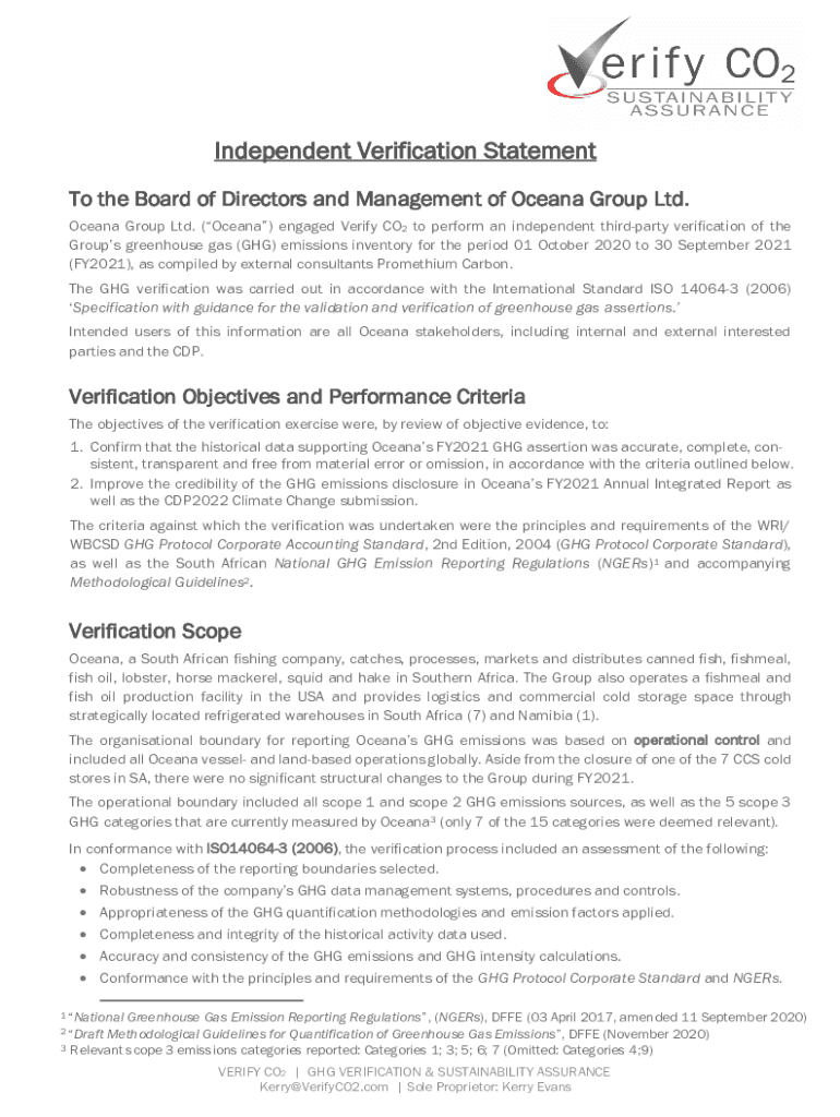 Fillable Online Independent Verification Statement Fax Email Print ...