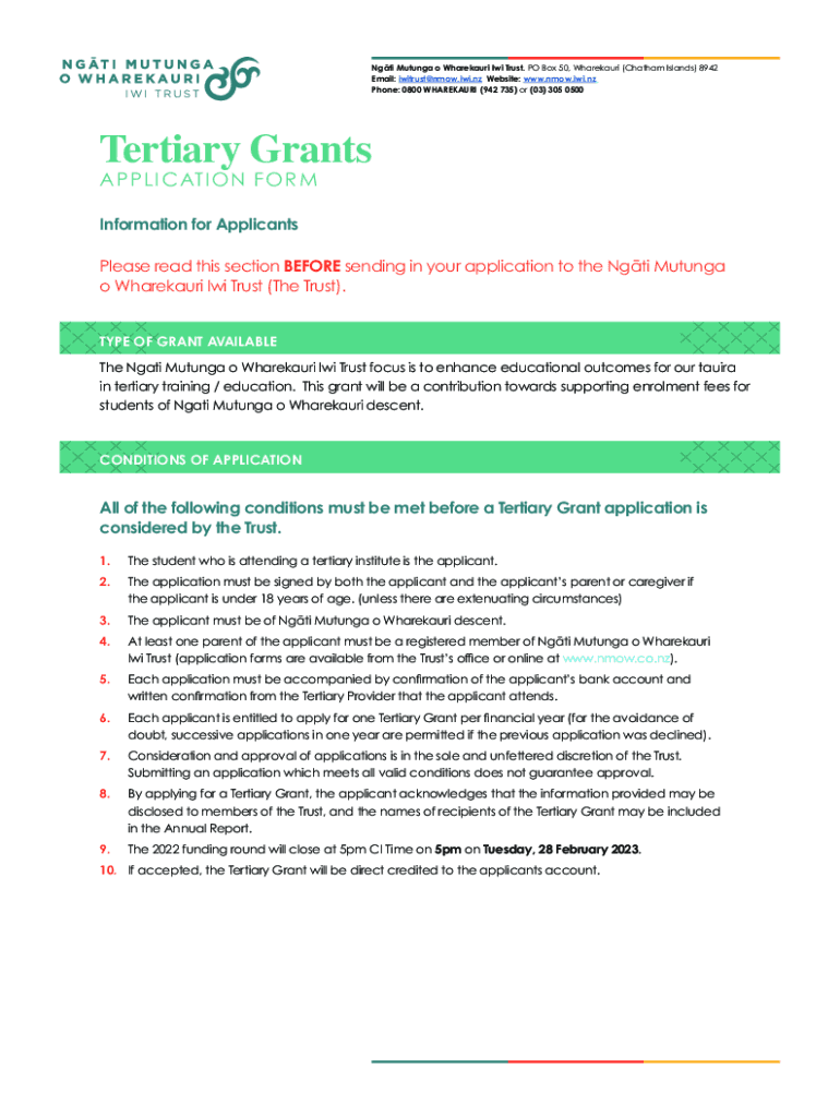 Fillable Online Ngati Mutunga o Wharekauri - NMoWIT is a Mandated Iwi ...