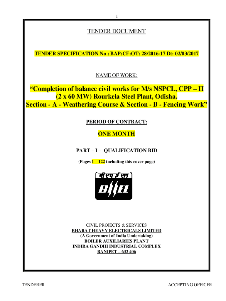 Fillable Online Supply of balance pulleys for NSPCL Rourkela project ...