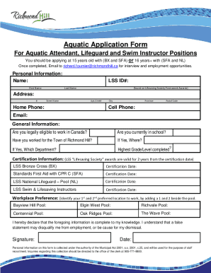 Fillable Online Aquatic Application Form. Aquatic Application Form Fax ...