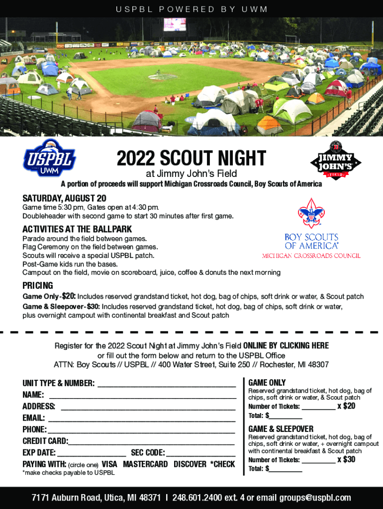 Fillable Online Scout Night at Jimmy John's Field Event Ended - Utica ...