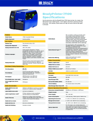 Fillable Online Brady i7100 600dpi Industrial Label Printer Peel Model ...