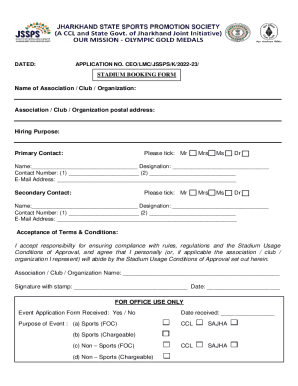 Fillable Online Stadium Booking Form Fax Email Print - pdfFiller