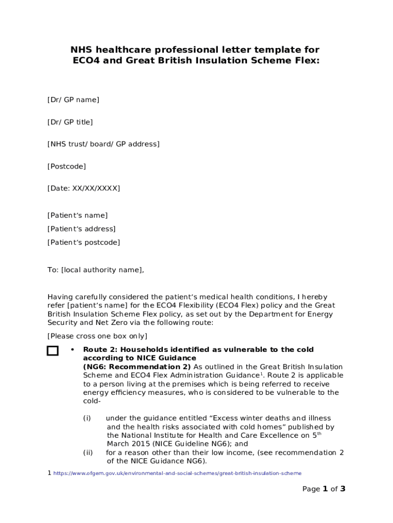 Great British Insulation Scheme and ECO4 Flex NHS referral letter ...