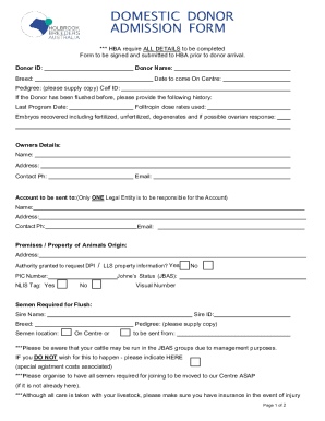 Fillable Online Domestic Donor Admission Form Fax Email Print - pdfFiller