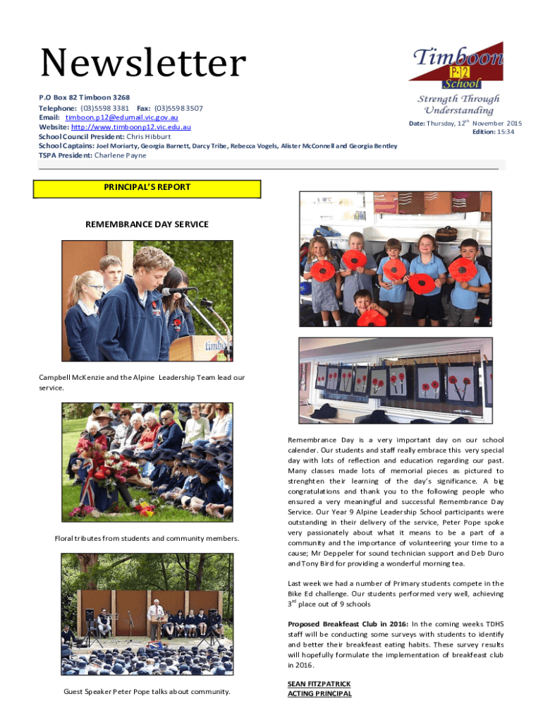 Fillable Online School Captains: Joel Moriarty, Georgia Barnett, Darcy ...