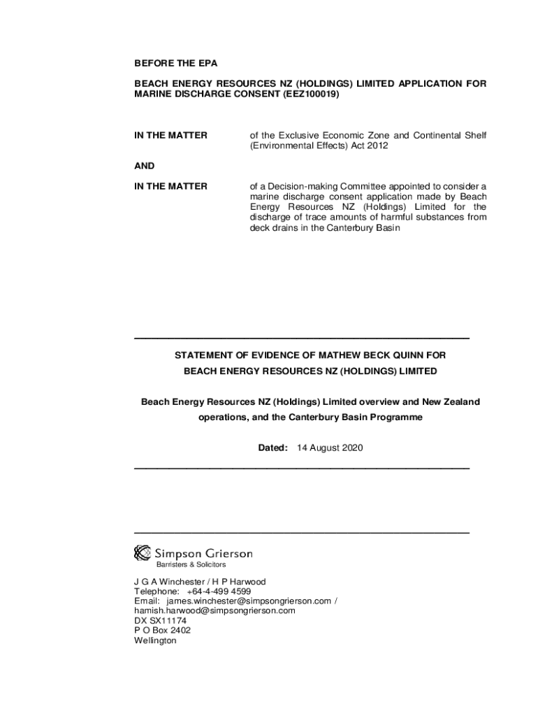 Fillable Online epa govt Decision on Marine Discharge Consent ...