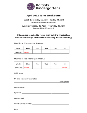 Fillable Online April 2022 Term Break Form Fax Email Print - pdfFiller