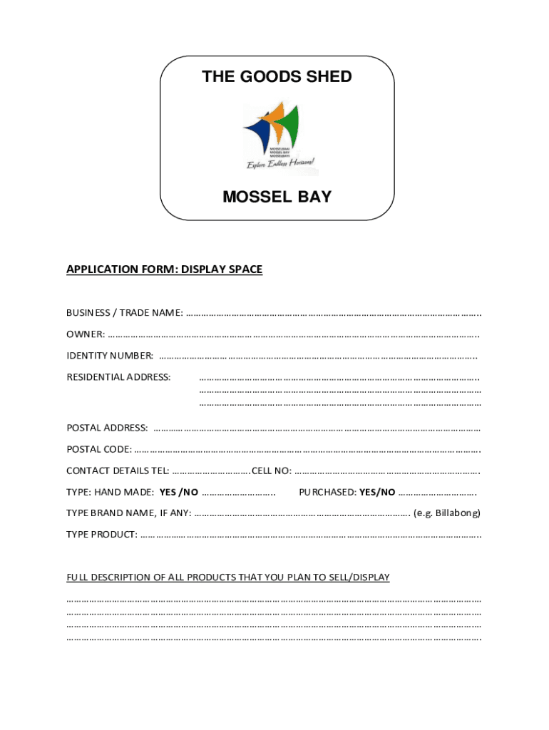 Fillable Online application form: display space Fax Email Print - pdfFiller