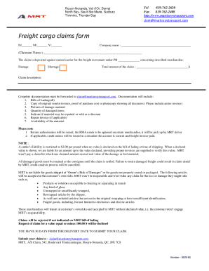 Fillable Online Freight cargo claims form Fax Email Print - pdfFiller