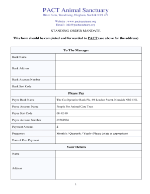 Fillable Online PACT Animal Sanctuary Standing Order Form Fax Email ...