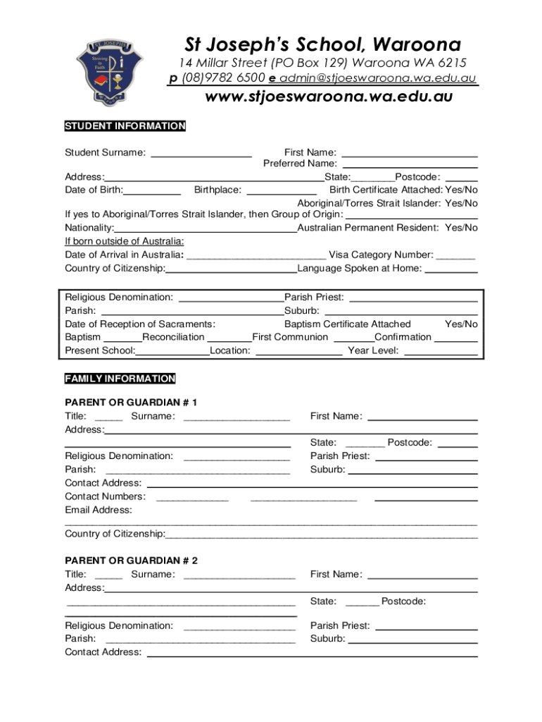 Fillable Online Form - Application for Enrolment Fax Email Print ...