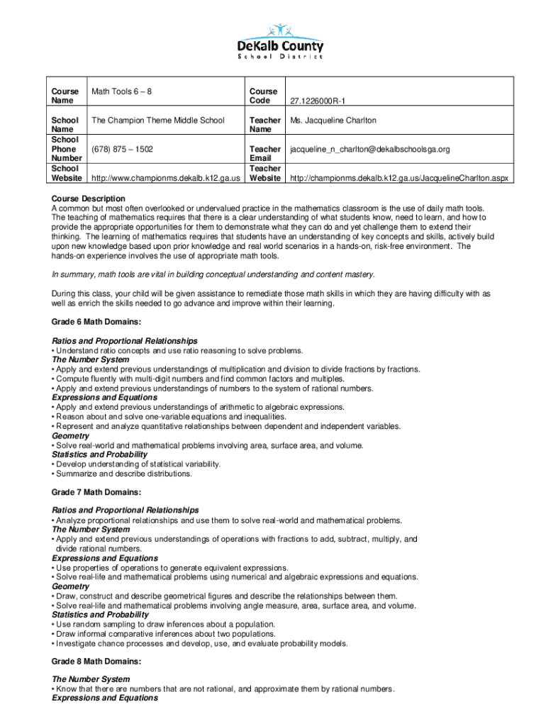 Fillable Online championms dekalb k12 ga Best Middle Schools in DeKalb County School District ...