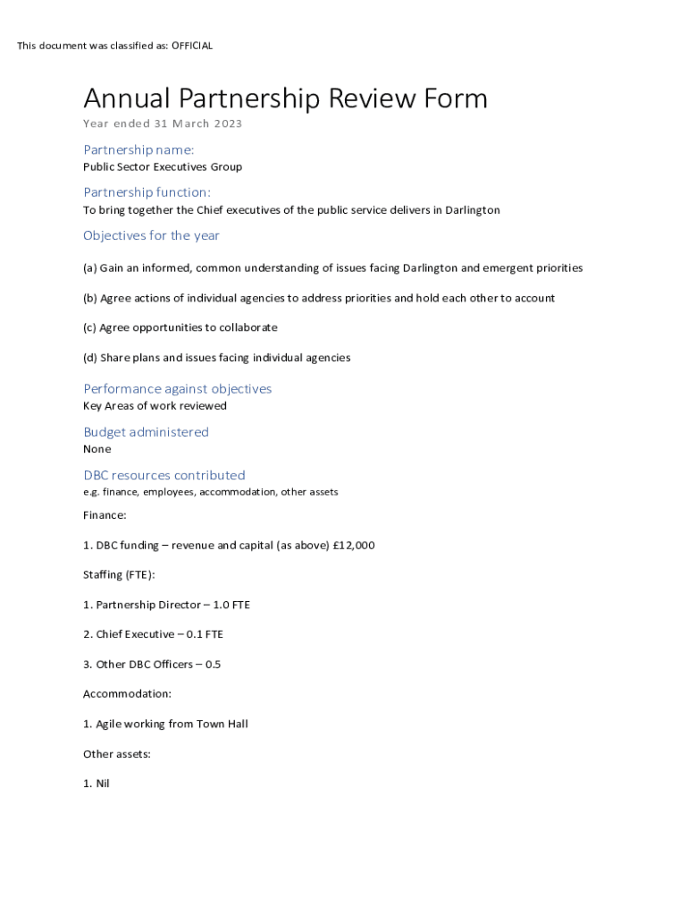 Fillable Online Public Sector Executives Group Partnership Review Form ...