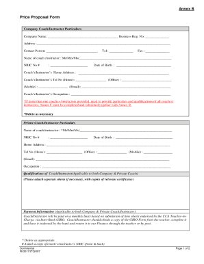 Fillable Online Price Proposal Form Fax Email Print - pdfFiller