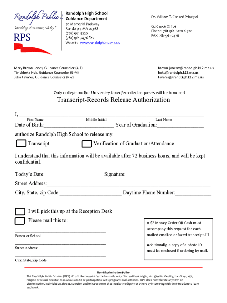 Fillable Online TRANSCRIPT FORM1.docx Fax Email Print - pdfFiller