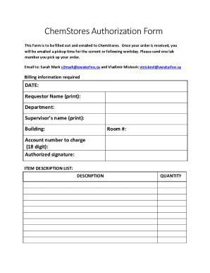 Fillable Online ChemStores Authorization Form Fax Email Print - pdfFiller