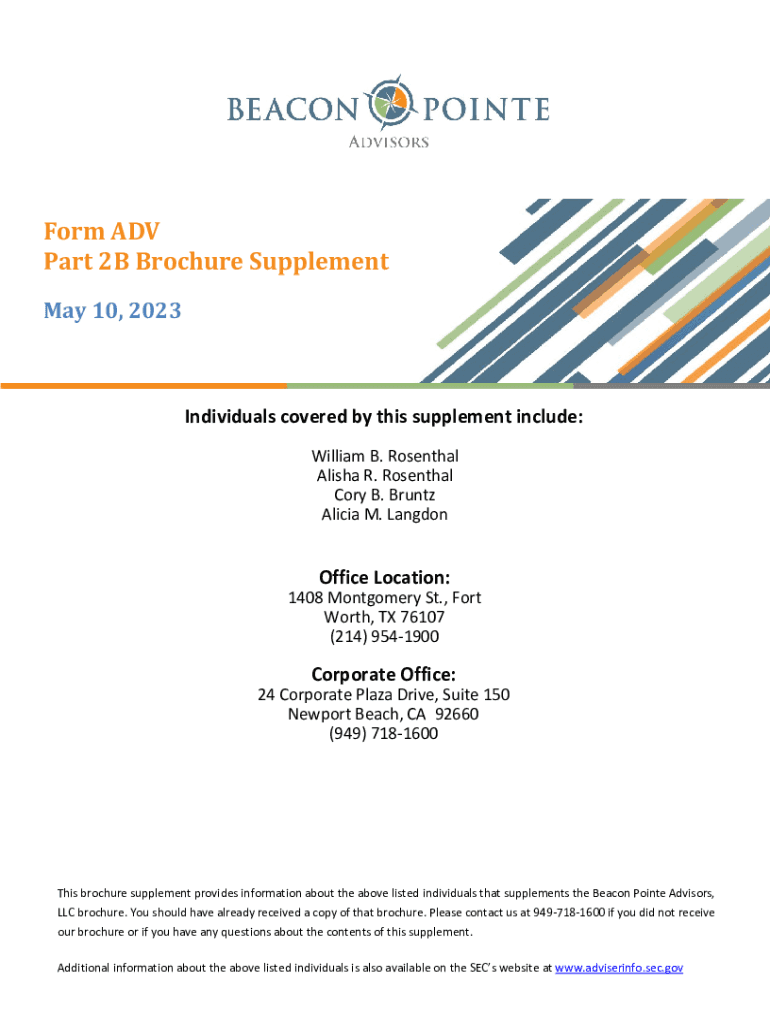 Fillable Online Form ADV Part 2B Brochure Supplement - May 10, 2023 Fax ...