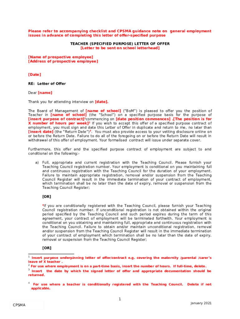 checklist-letter-of-offer-for-teacher-specified-purpose- ... Doc ...