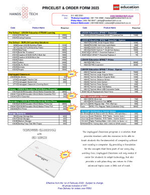 Fillable Online PRICELIST & ORDER FORM 2023 Fax Email Print - pdfFiller