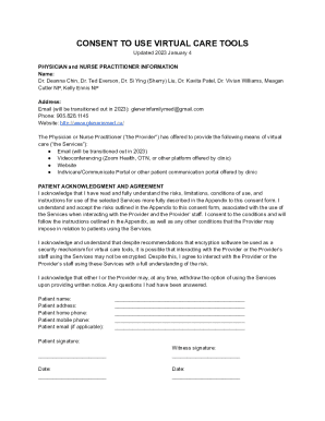 Fillable Online CONSENT TO USE VIRTUAL CARE TOOLS Fax Email Print ...