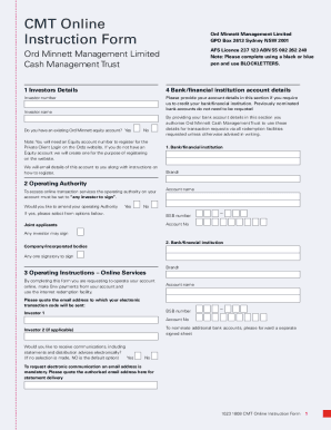 Fillable Online CMT Online Instruction Form Fax Email Print - pdfFiller