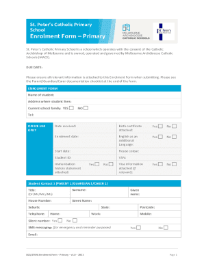 Fillable Online St. Peter's Catholic Primary School - Enrolment Form ...