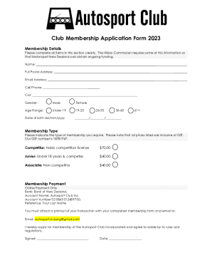 Fillable Online autosport org MSNZ: Clubs - MotorSport Club Membership ...