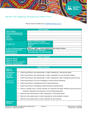 Fillable Online WA-IHS-F-001 Indigenous Healing Service Referral Form ...