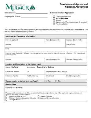 Fillable Online application-consent-development-agreement- ... Fax ...