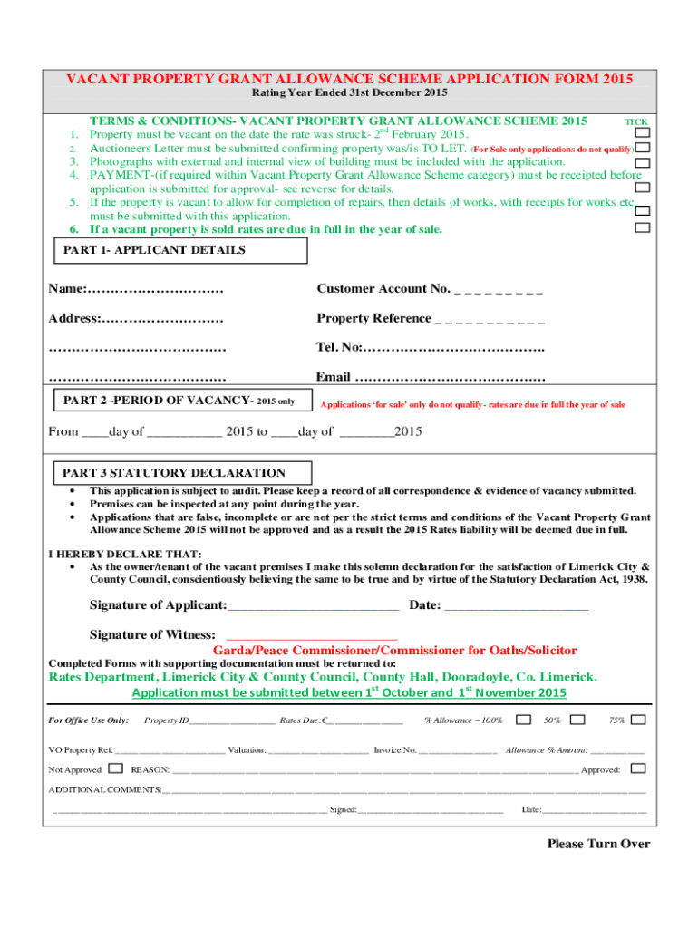 Fillable Online vacant-property-application-form-2021. ... Fax Email ...