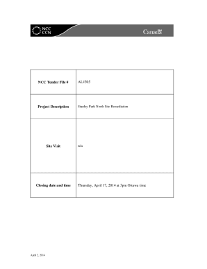 Fillable Online NCC Tender File # AL1505 Project Description Fax Email ...