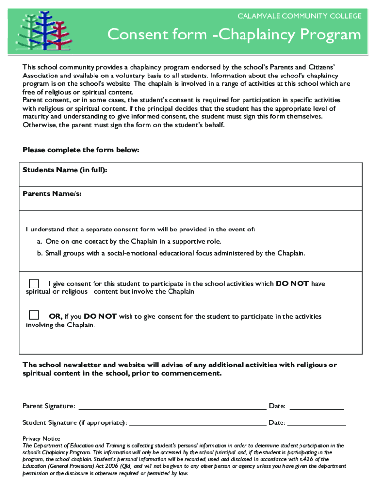 Fillable Online School chaplain Fax Email Print - pdfFiller