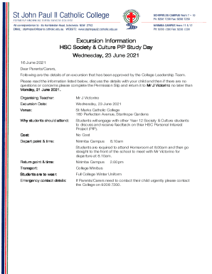Fillable Online Excursion Excursion Information Information Information ...