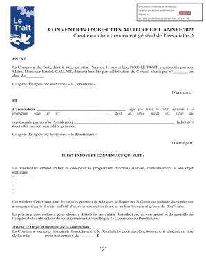 Remplissable En Ligne Modle de convention pour l'attribution d'une ...