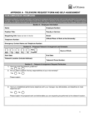 Fillable Online TELEWORK REQUEST FORM AND SELF-ASSESSMENT Fax Email ...