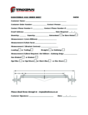 Fillable Online duratorque axle order sheet Fax Email Print - pdfFiller