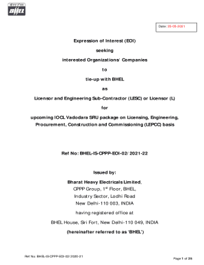 Fillable Online Expression of Interest (EoI) for Technology Tie-up for ...