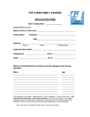 Fillable Online the farm family awards - application form Fax Email Print - pdfFiller