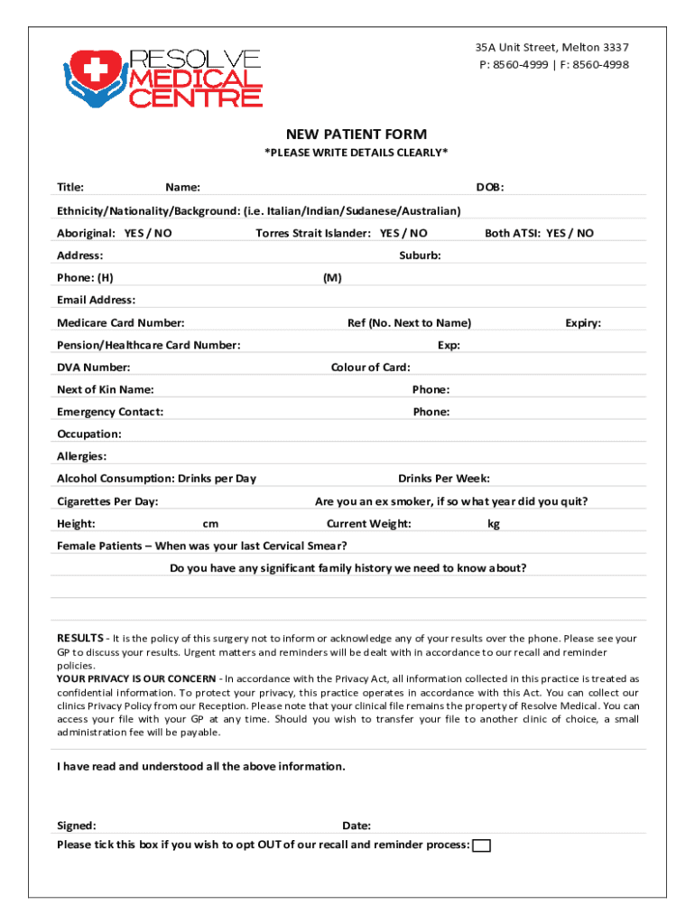 Fillable Online Moulton Medical Centre - Information about the doctors ... Fax Email Print ...