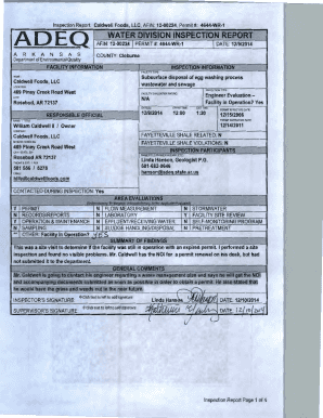 Fillable Online ADEQ WATER DIVISION INSPECTION REPORT Fax Email Print ...