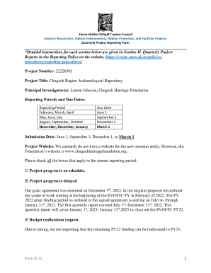 Fillable Online Quarterly Project Reporting Form Fax Email Print - pdfFiller